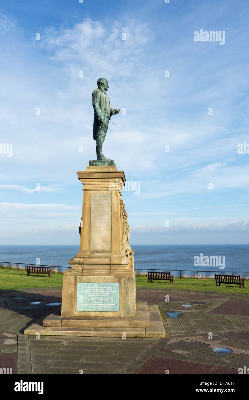 Statue of Captain James Cook, Whitby, North Yorkshire, England, UK ...