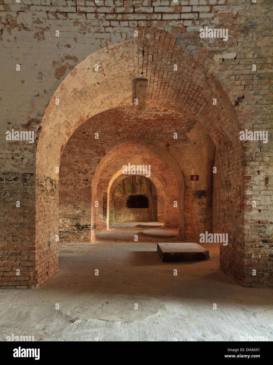 Brick arches in a bastion of civil war era Fort Pickens in the Gulf ...