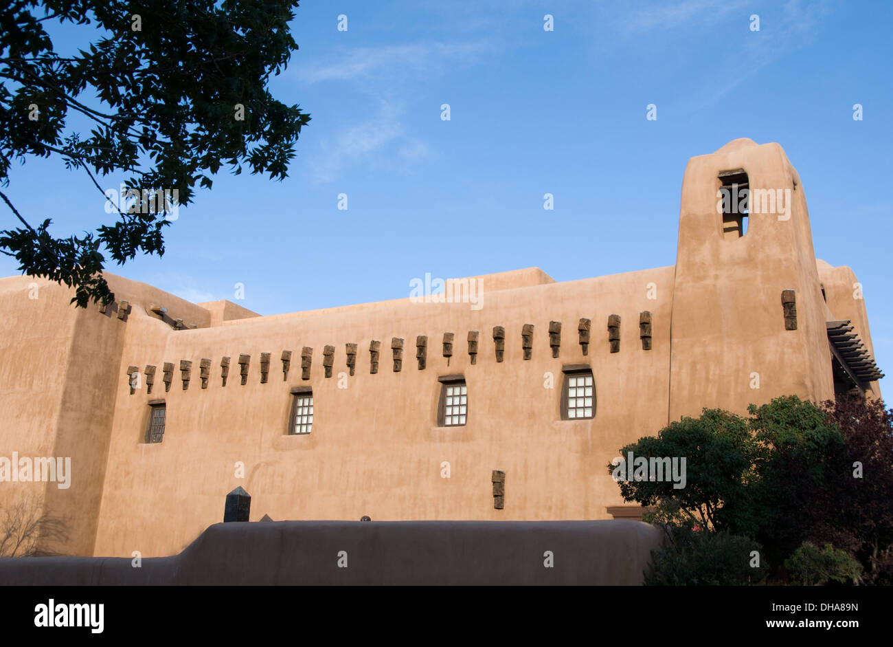 Pueblo revival style building near the plaza in santa fe hi-res stock ...