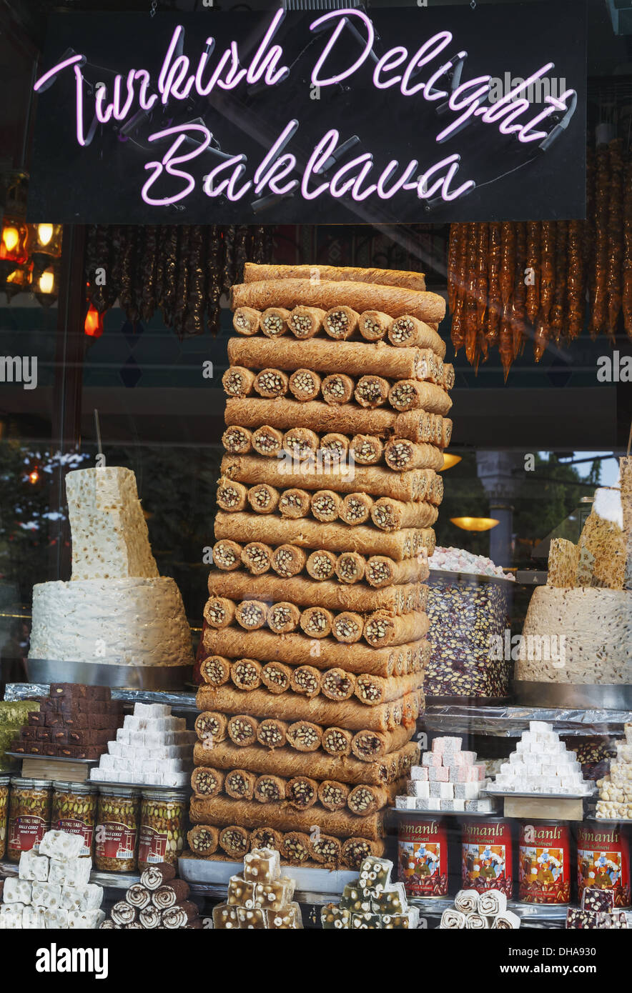 Window Of Shop Selling Turkish Dessert Delicacies; Istanbul, Turkey ...