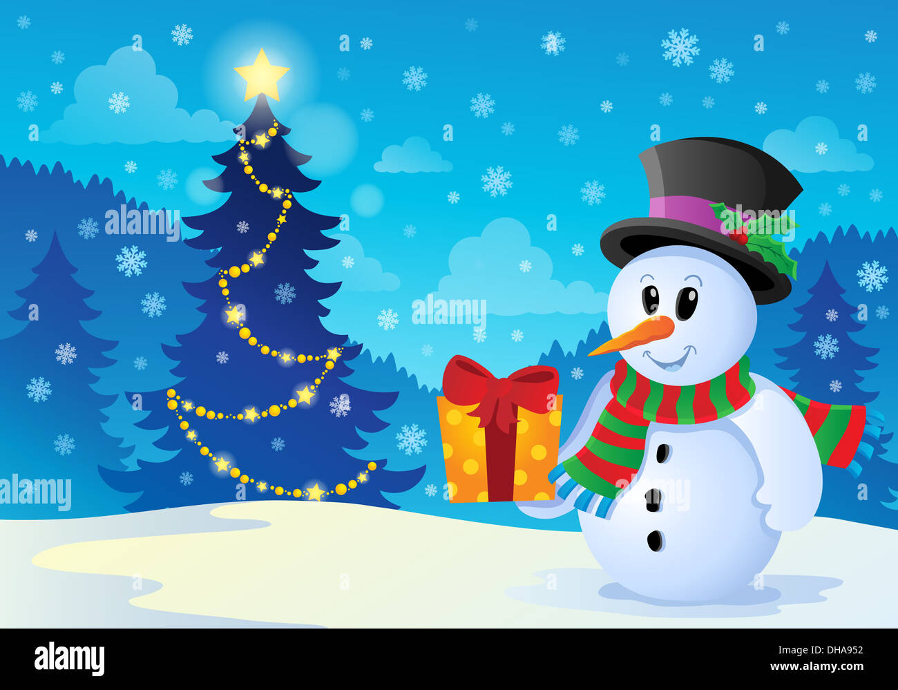 Christmas snowman theme image 1 - picture illustration Stock Photo - Alamy