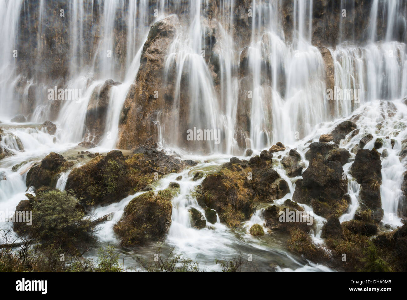 Waterfalls Splashing And Streaming Over Rocks Stock Photo - Alamy