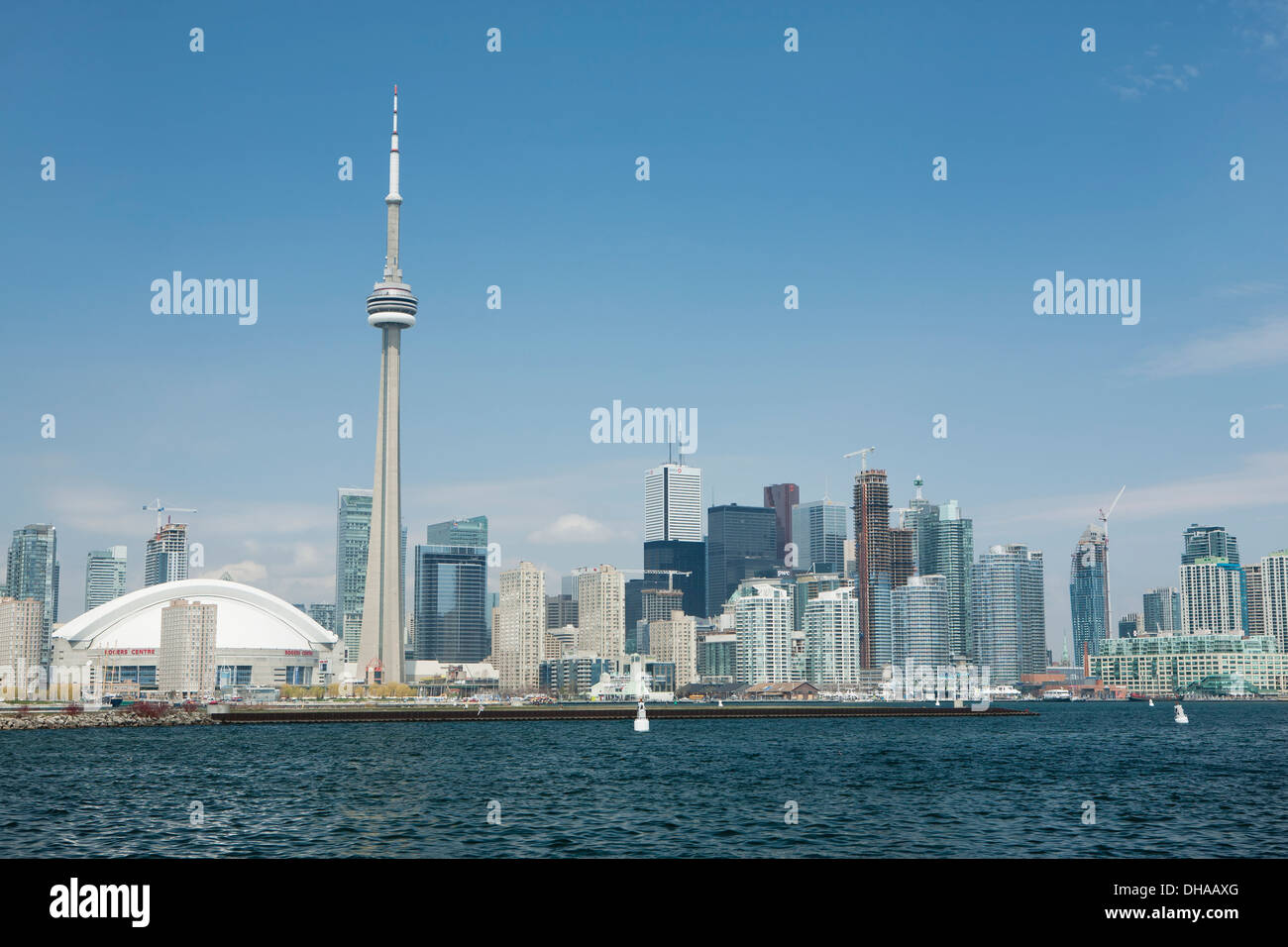 Toronto Skyline From Lake Ontario With Blue Sky And Clouds; Toronto ...