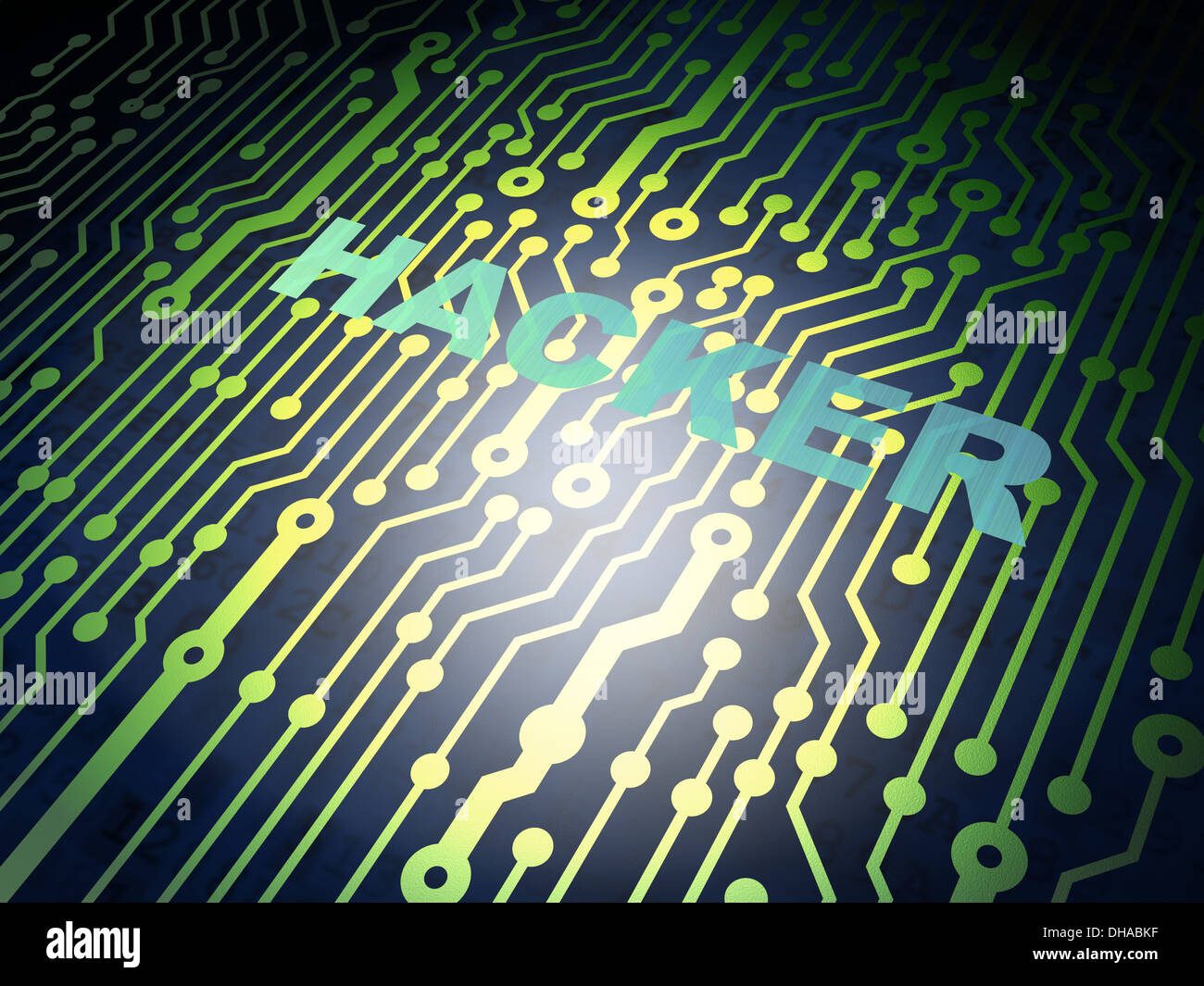 Safety concept: circuit board with Hacker Stock Photo - Alamy