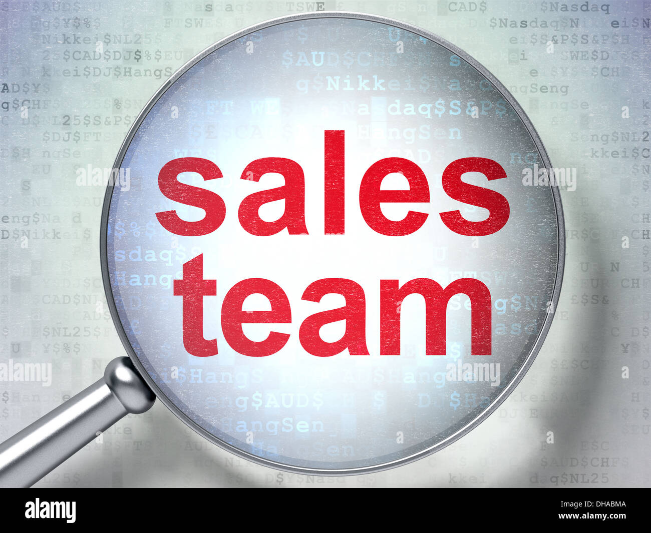 Advertising concept: Sales Team with optical glass Stock Photo - Alamy