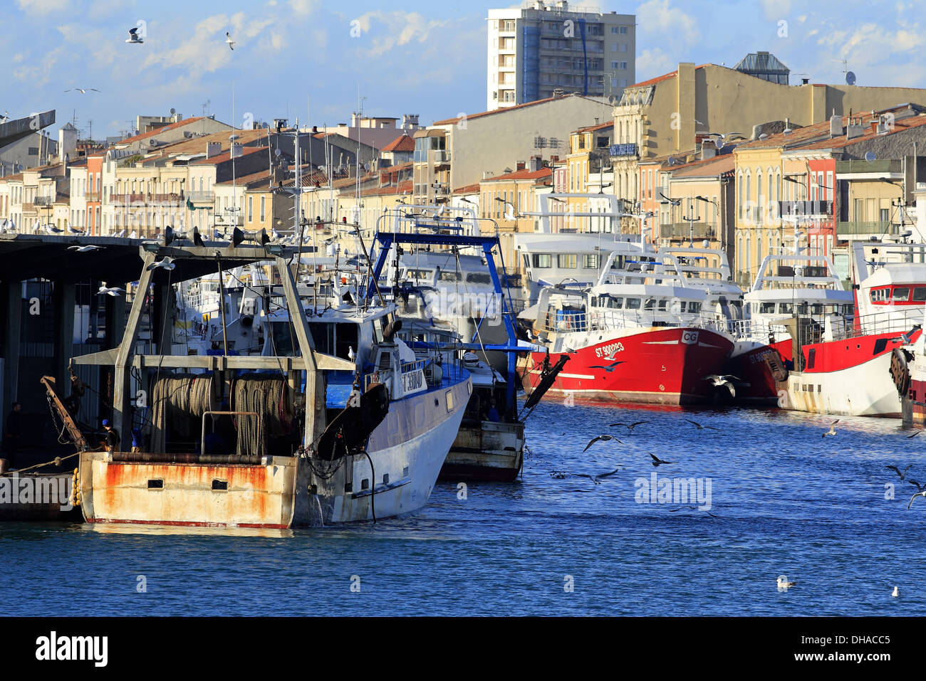 Trawlers in the Port of Sete, Languedoc Roussillon, France Stock Photo ...