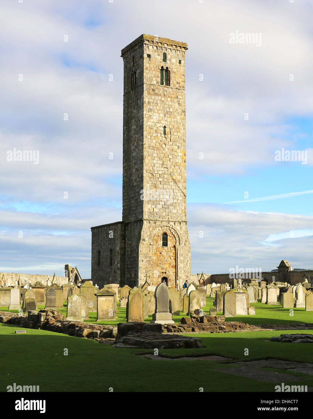St Rule's tower in the grounds of the ruins of St Andrews Cathedral ...