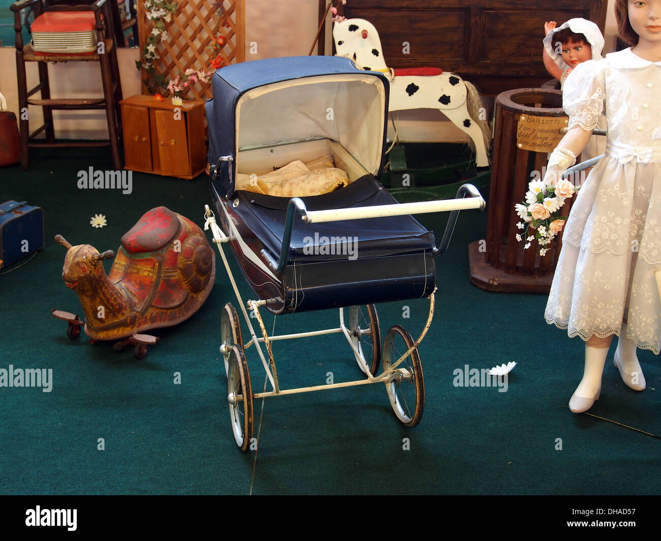 The old pram displayed at the Museum of Automobiles at Talmont St ...