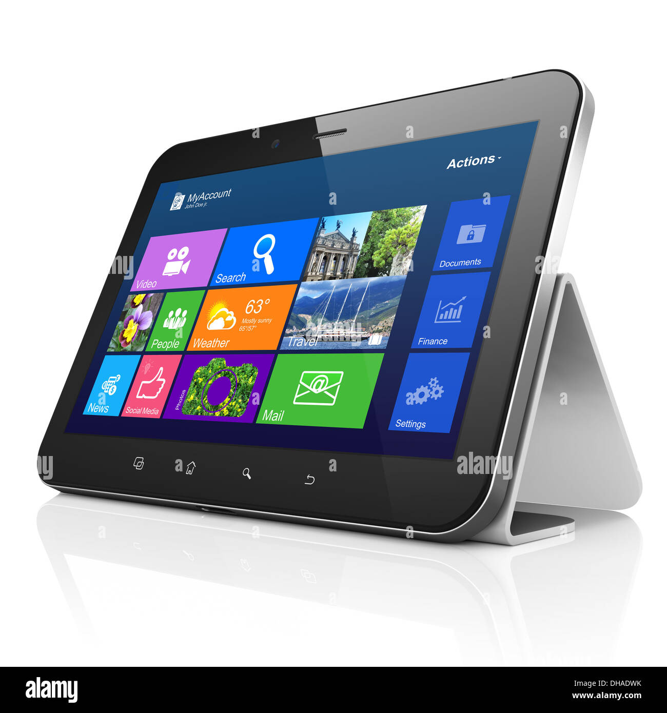 Social media icons tablet display Cut Out Stock Images & Pictures - Alamy