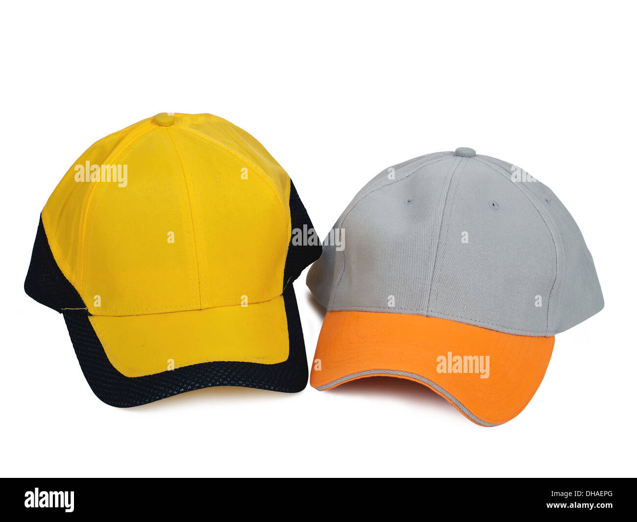 two baseball caps isolated on white background Stock Photo - Alamy