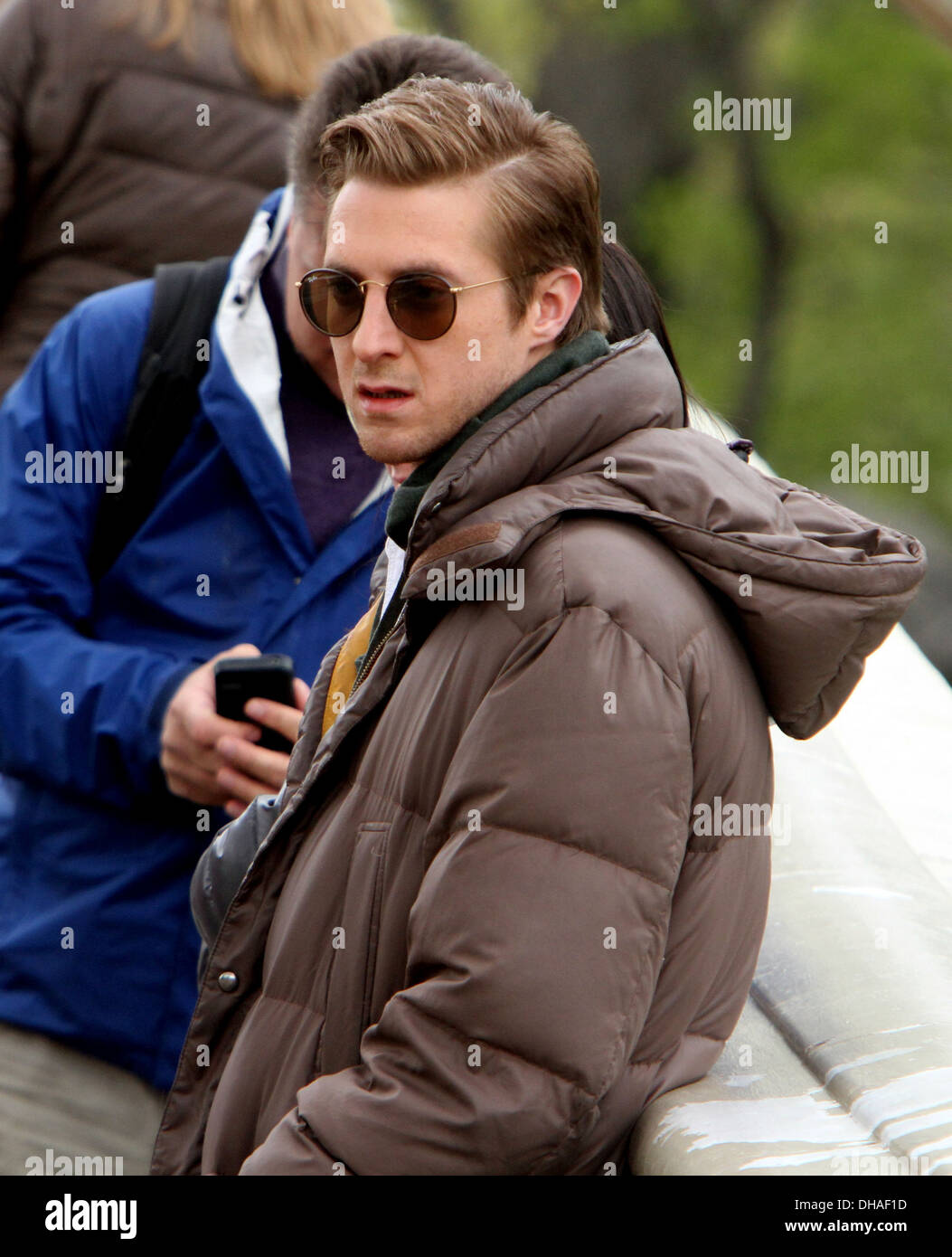 Arthur Darvill filming on location for BBC TV series 'Doctor Who' in ...
