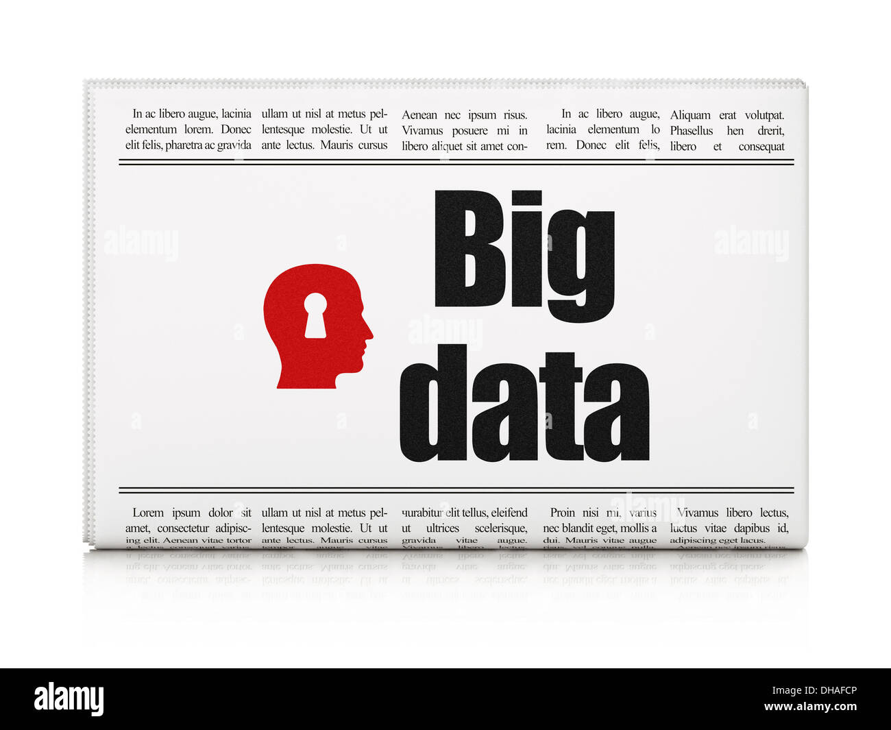Data news concept: newspaper with Big Data and Head With Keyhole Stock ...