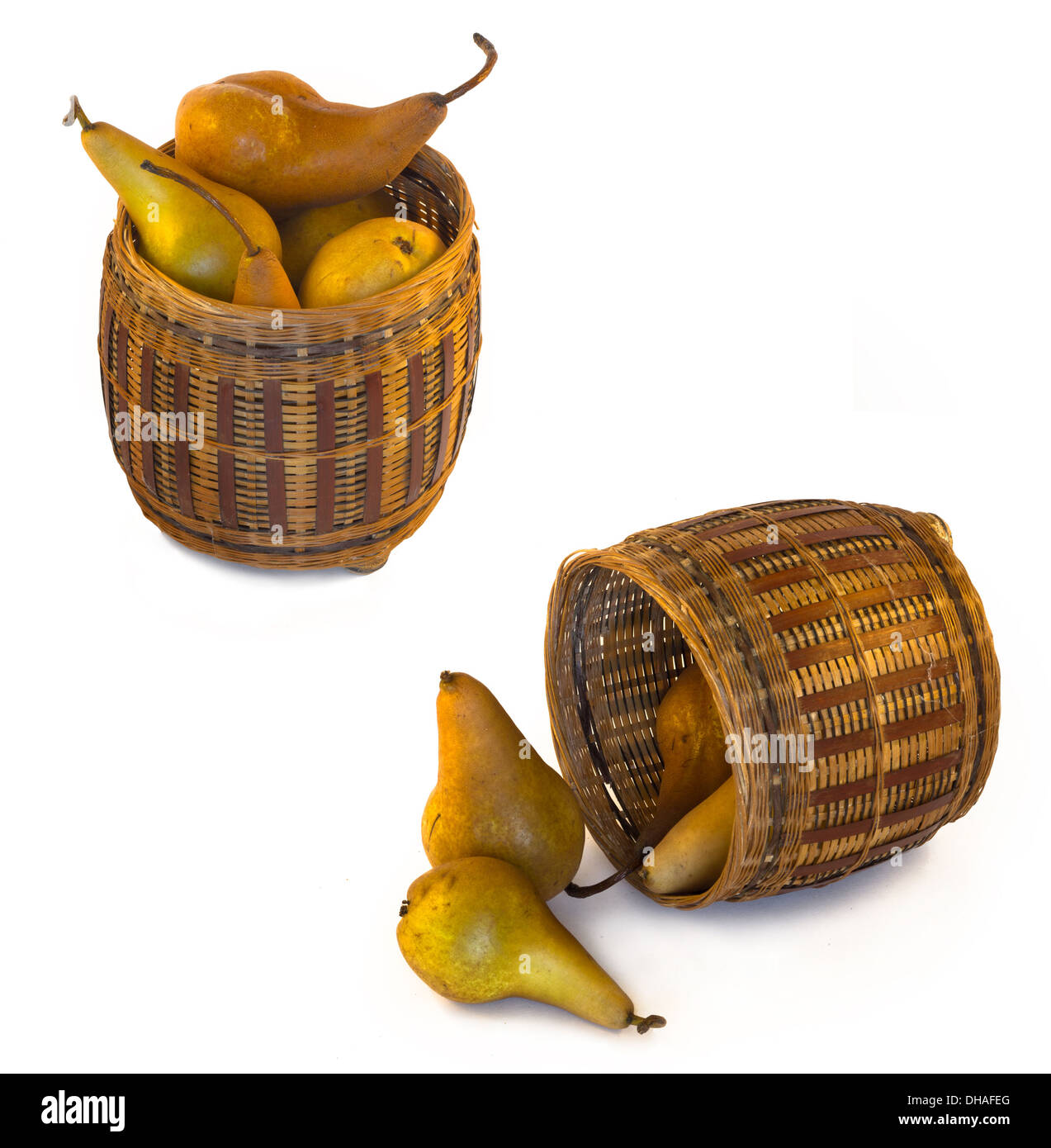 Green pears in basket Cut Out Stock Images & Pictures - Alamy