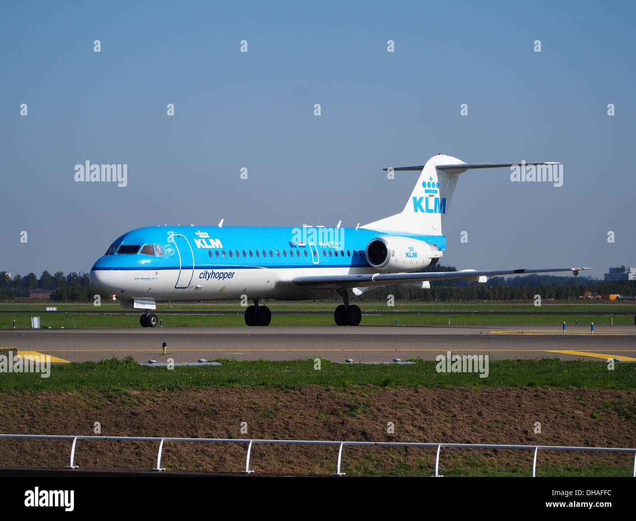 The PH-KZU Fokker F70, part of KLM Cityhopper's fleet, is a regional ...