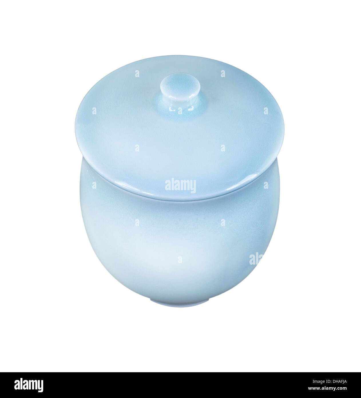 Handmade blue Ceramic vessel with a lid Stock Photo - Alamy