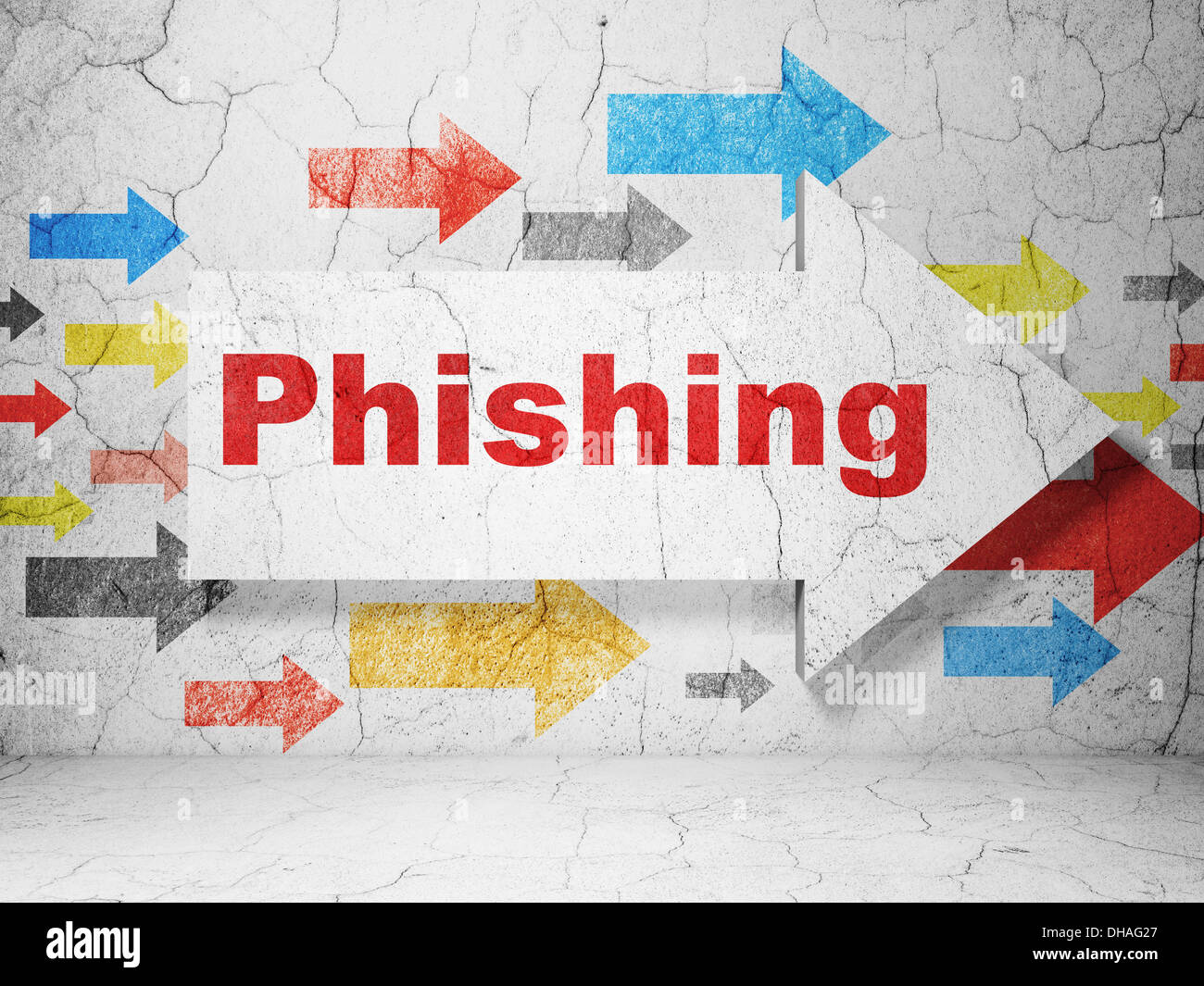 Safety concept: arrow whis Phishing on grunge wall background Stock ...
