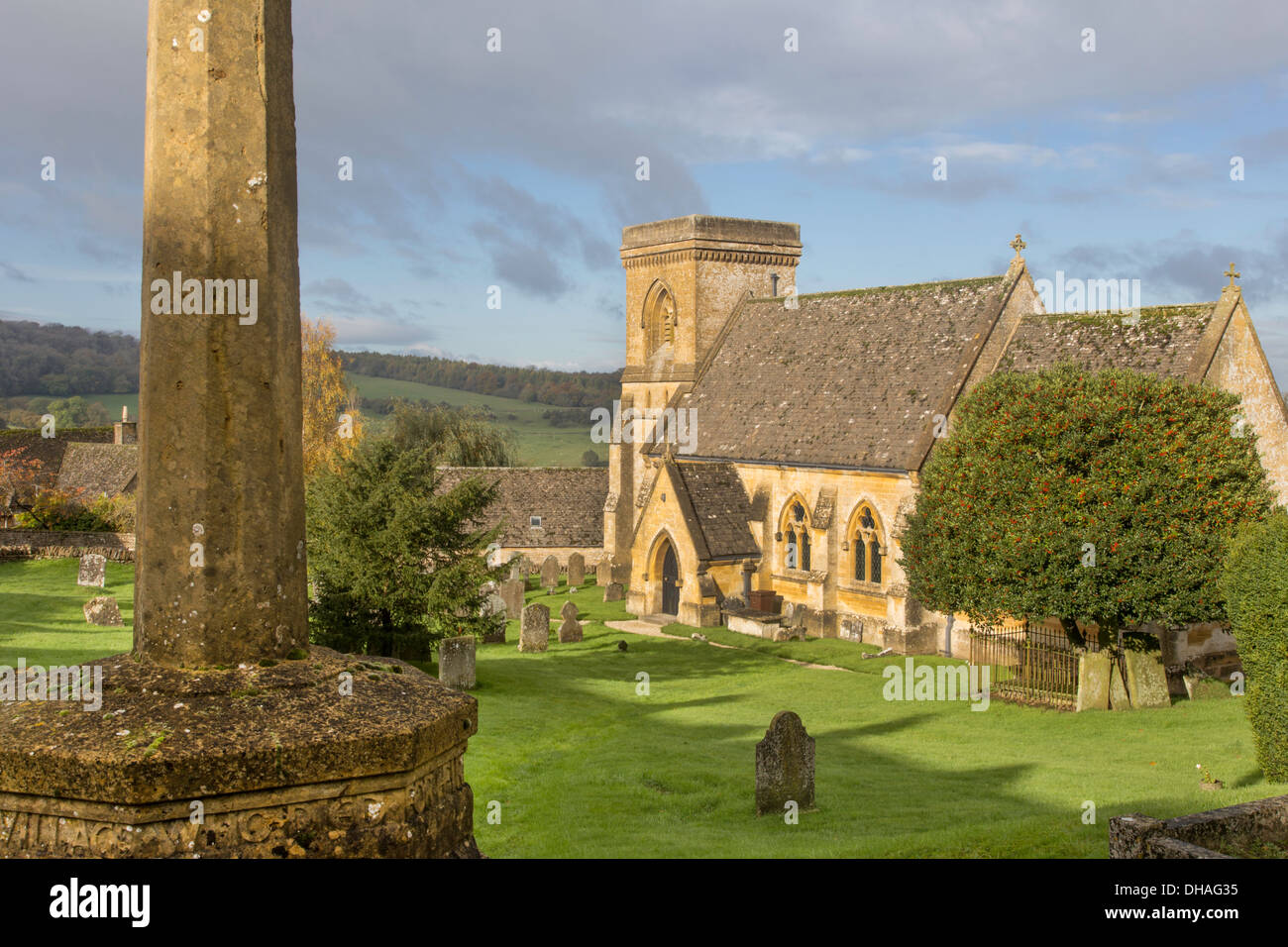 The Cotswold village of Snowshill and Church of St. Barnabas near ...