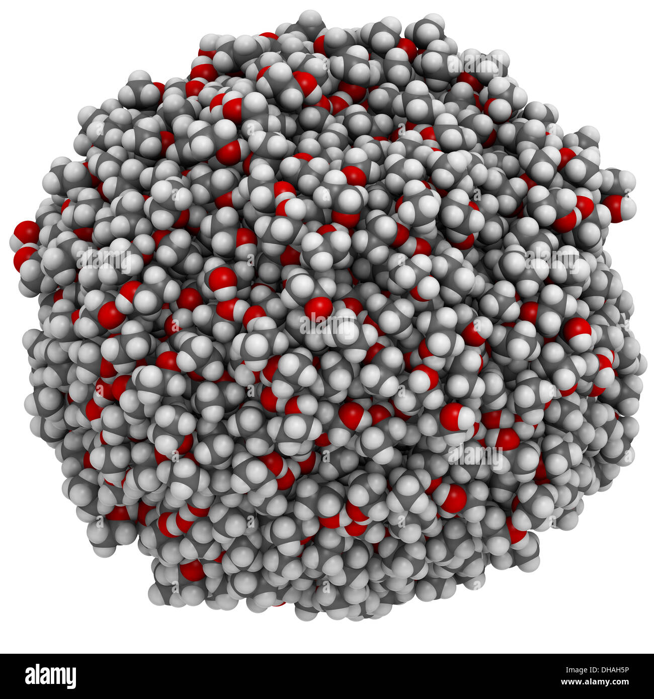 Ethanol (EtOH, ethyl alcohol) molecules, liquid sphere model. Main ...
