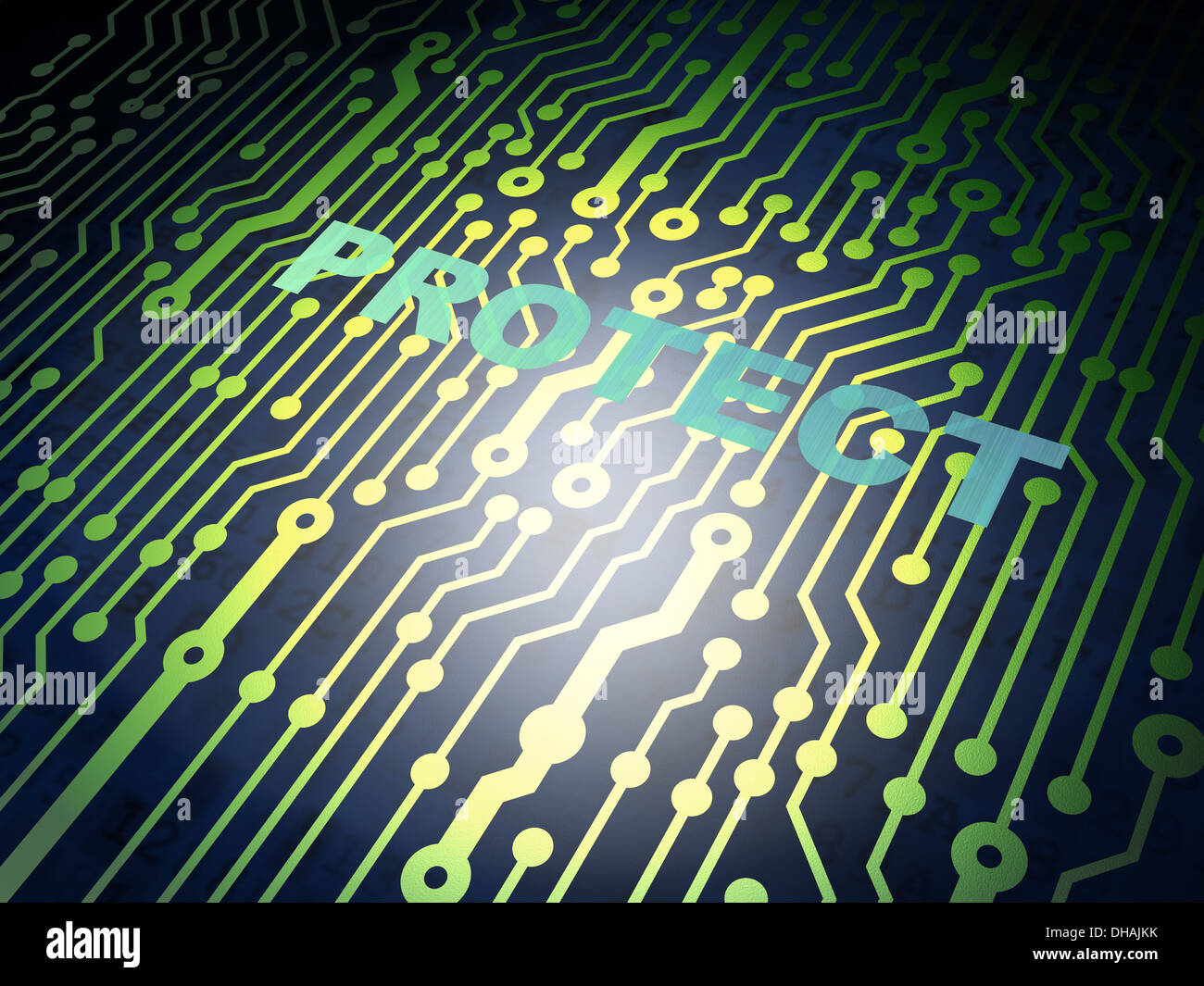 Protection concept: circuit board with Protect Stock Photo - Alamy