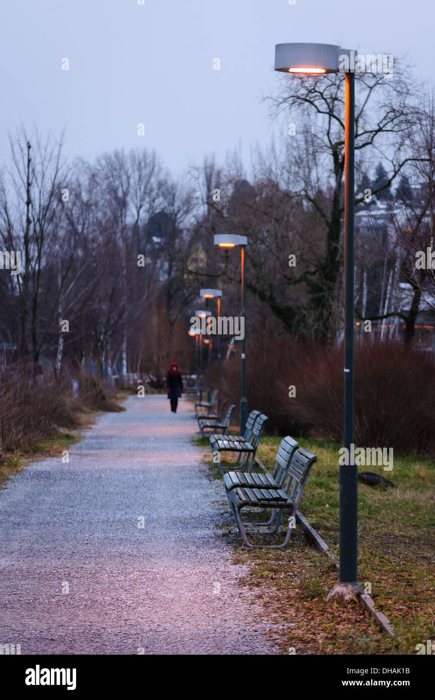 Woman walking snow lane winter hi-res stock photography and images - Alamy