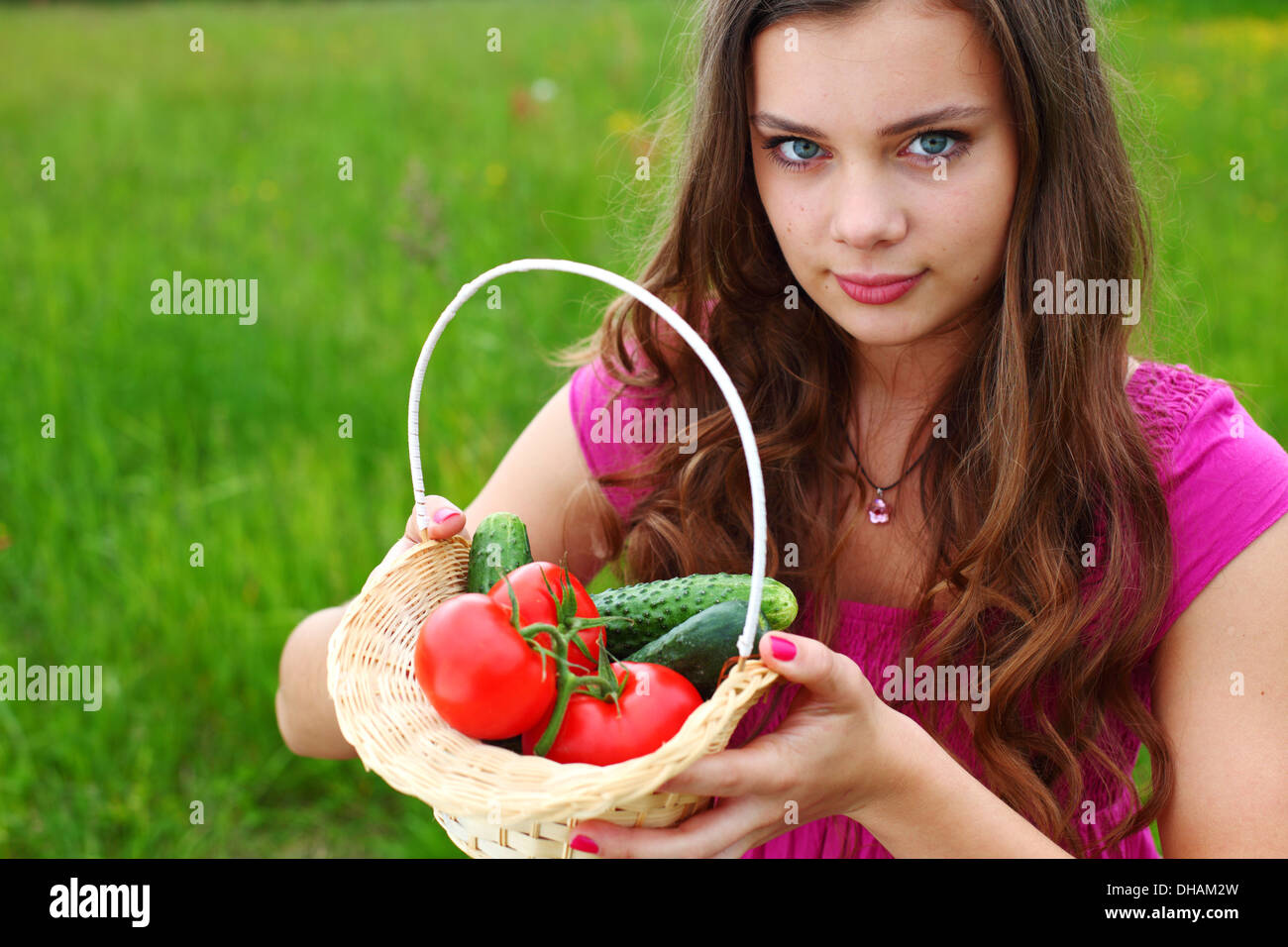 woman give vegetables to you Stock Photo - Alamy