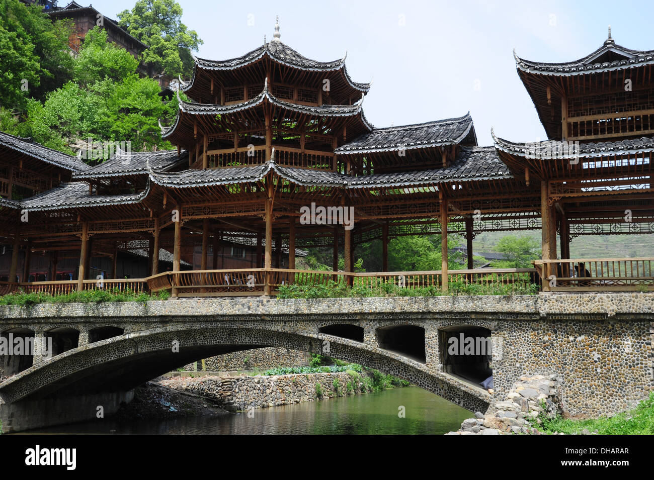 traditional style bridge of Dong minority people Stock Photo - Alamy