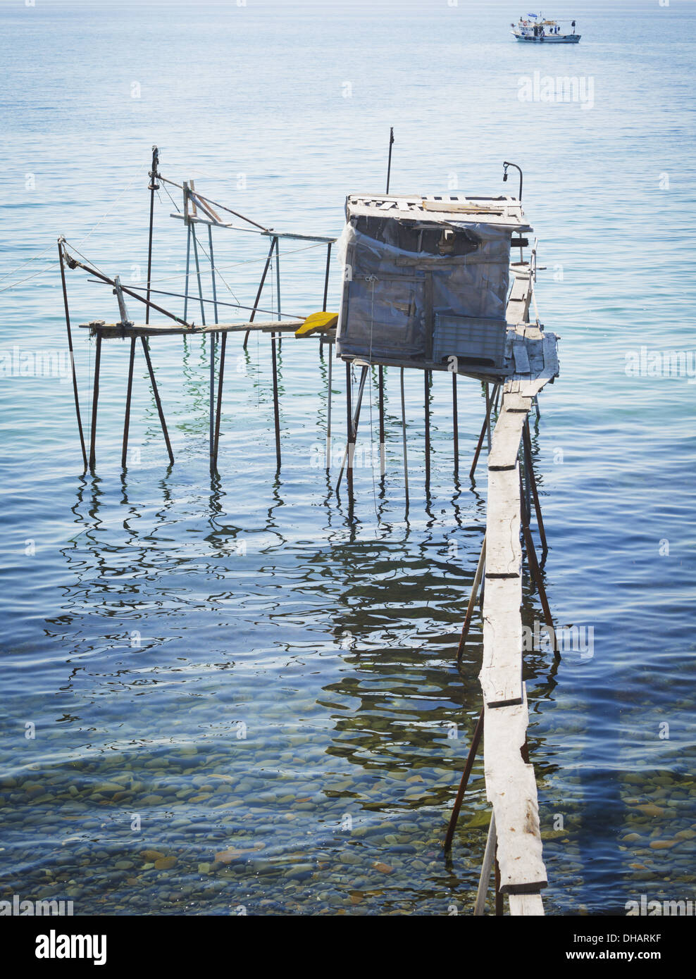 Fisherman's Jetty And Fishing Boat On The Shore Of The Marmara Sea ...