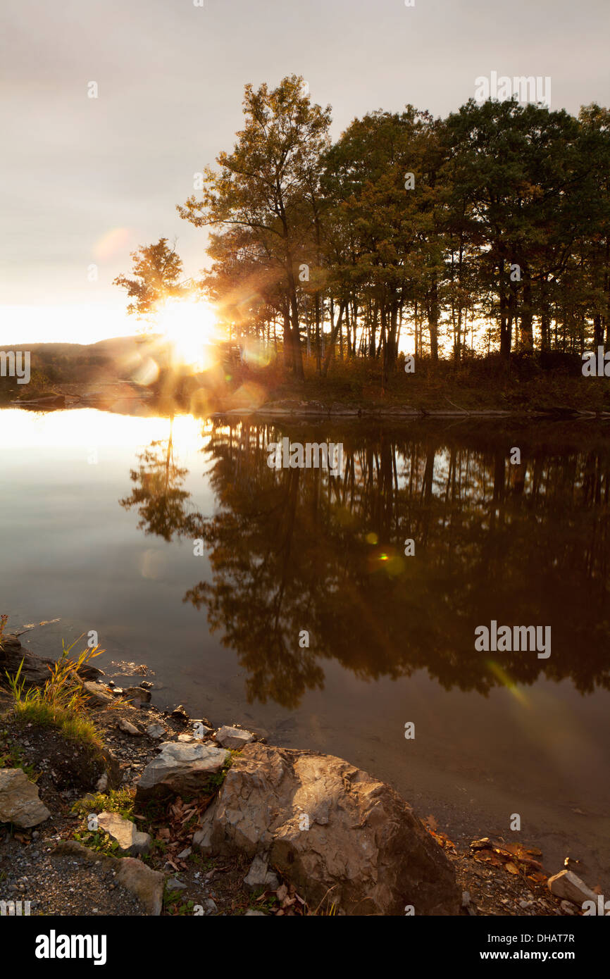 Sunset Over An Island; Maine, United States Of America Stock Photo - Alamy