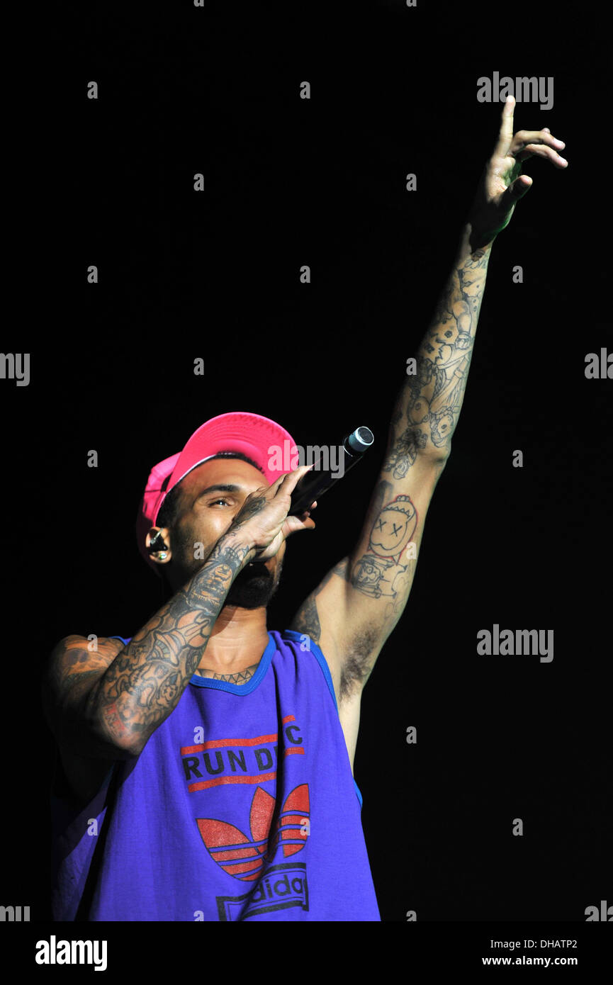 Chris Brown performing live on stage during Supafest 2012 at ANZ ...