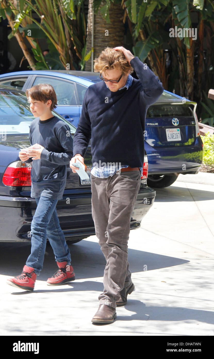 Simon Baker arriving at Staples Center for NBA basketball game between ...
