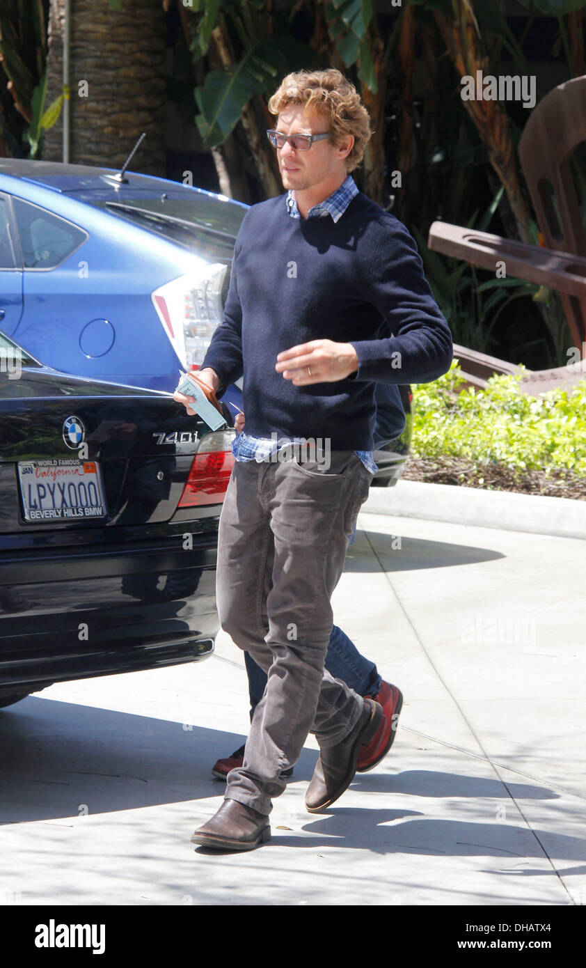 Simon Baker arriving at Staples Center for NBA basketball game between ...