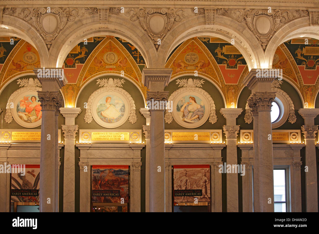 The Great Hall in the Library of Congress, Washington DC, USA Stock ...