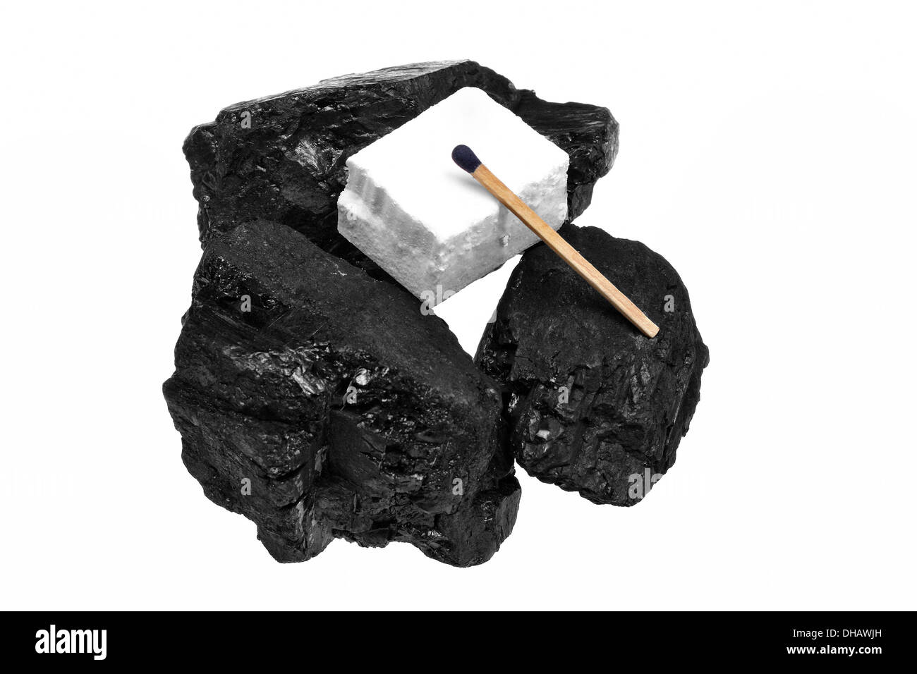 Coal and white flammable firelighters Stock Photo - Alamy