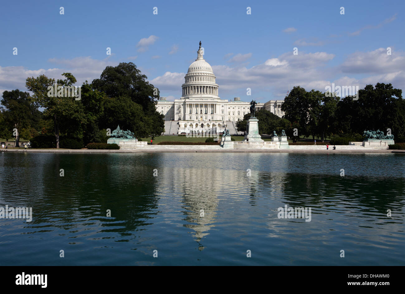United States Capitol reflected in the pool, Washington D.C., USA Stock ...