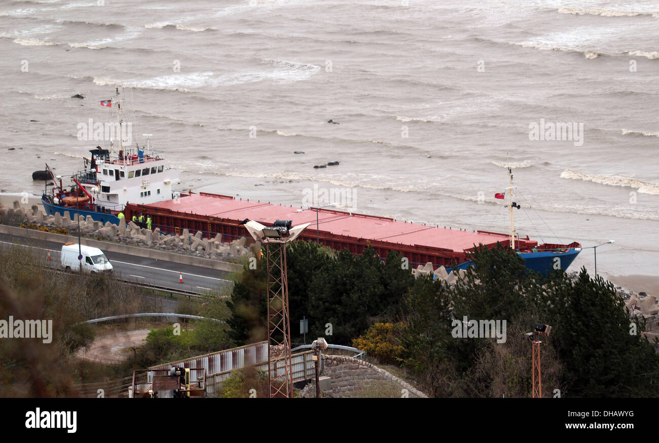 A Cargo ship MV Carrier hit rocks at Llanddulas near Colwyn Bay in ...