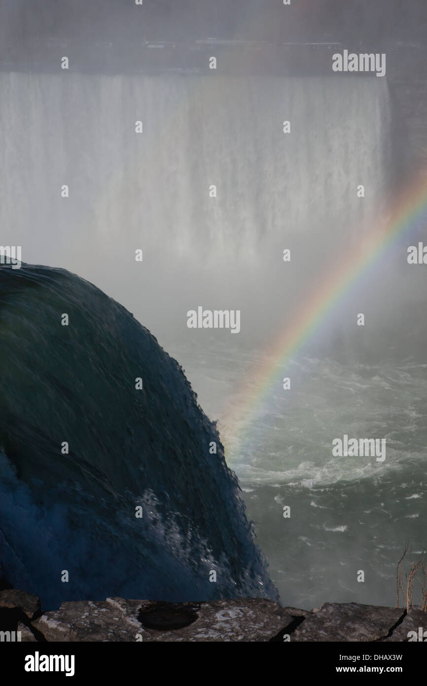 Niagara Falls With Rainbow And Mist; Niagara Falls, New York, United ...