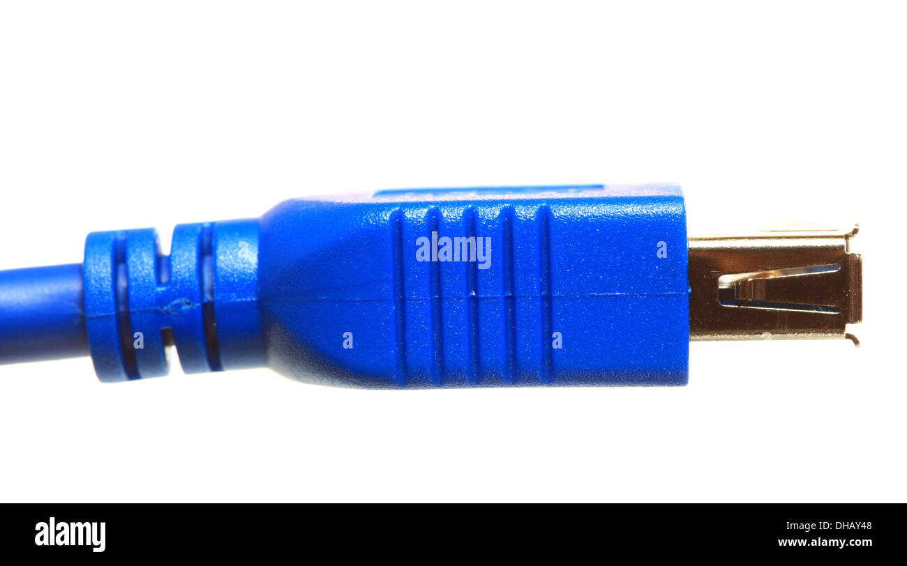 Blue USB cable isolated on white Stock Photo - Alamy