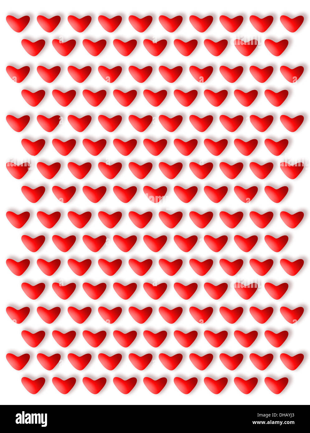 unusual texture from many red hearts on the white background Stock ...