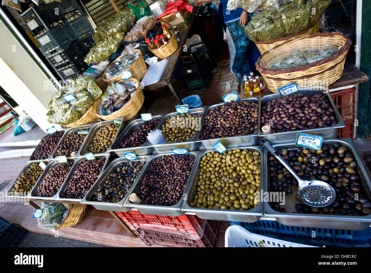 A large selection of olives in Corfu, Greece Stock Photo - Alamy