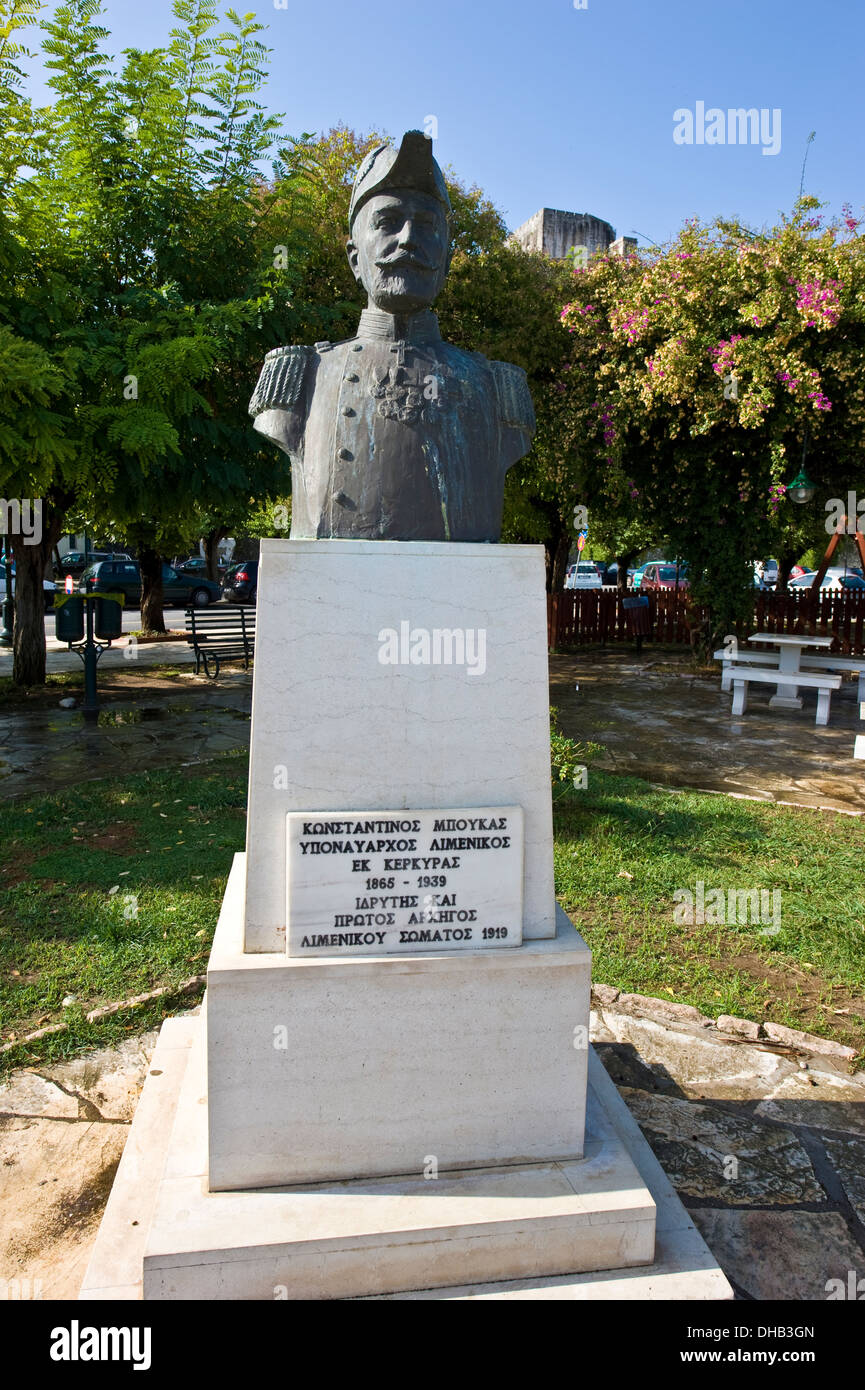 Bust of Konstantinos Boukas (1865-1939) in Corfu, Greece Stock Photo ...