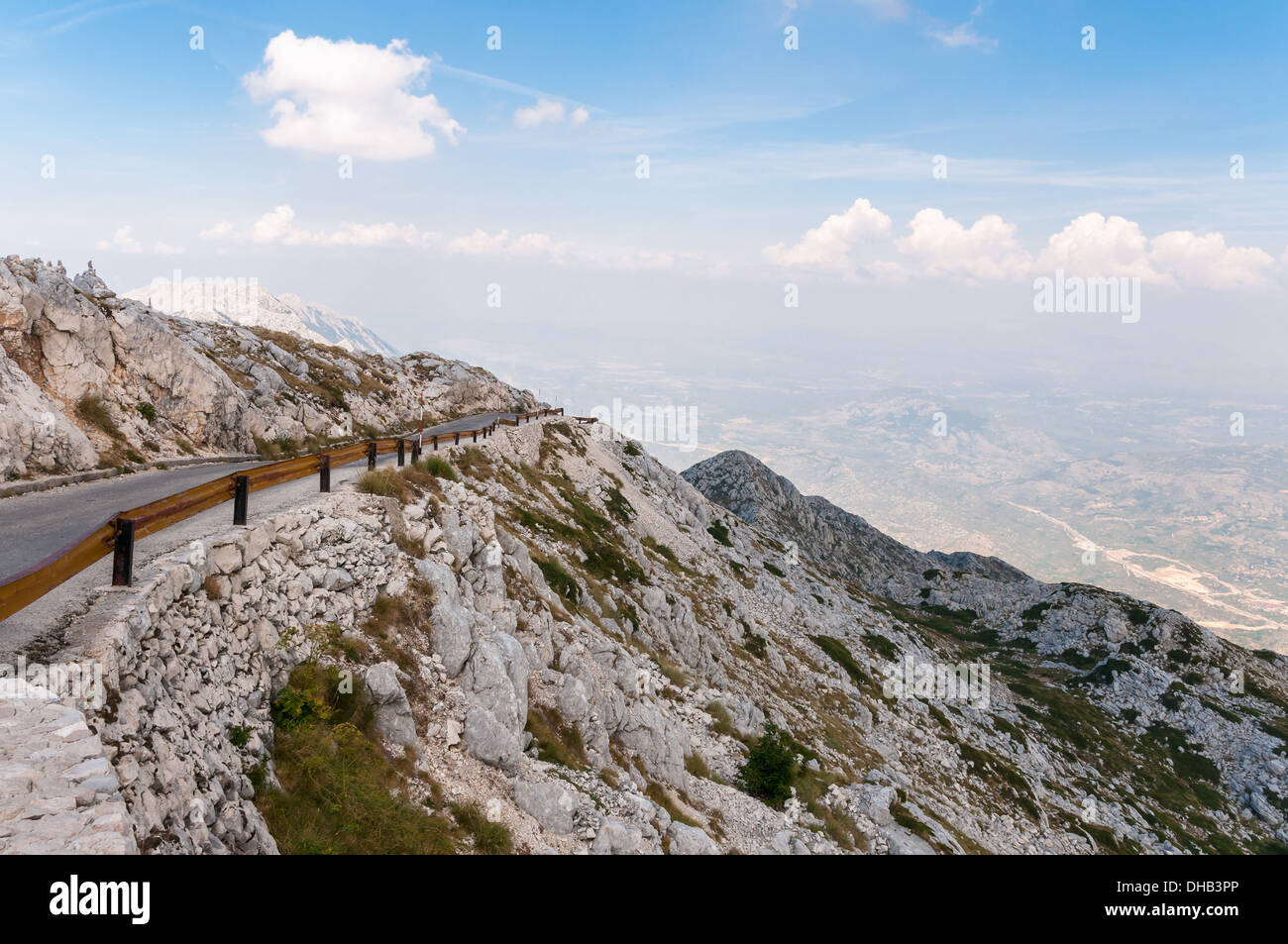 Winding, narrow road from sv Jure peak in Biokovo mountains, Croatia ...