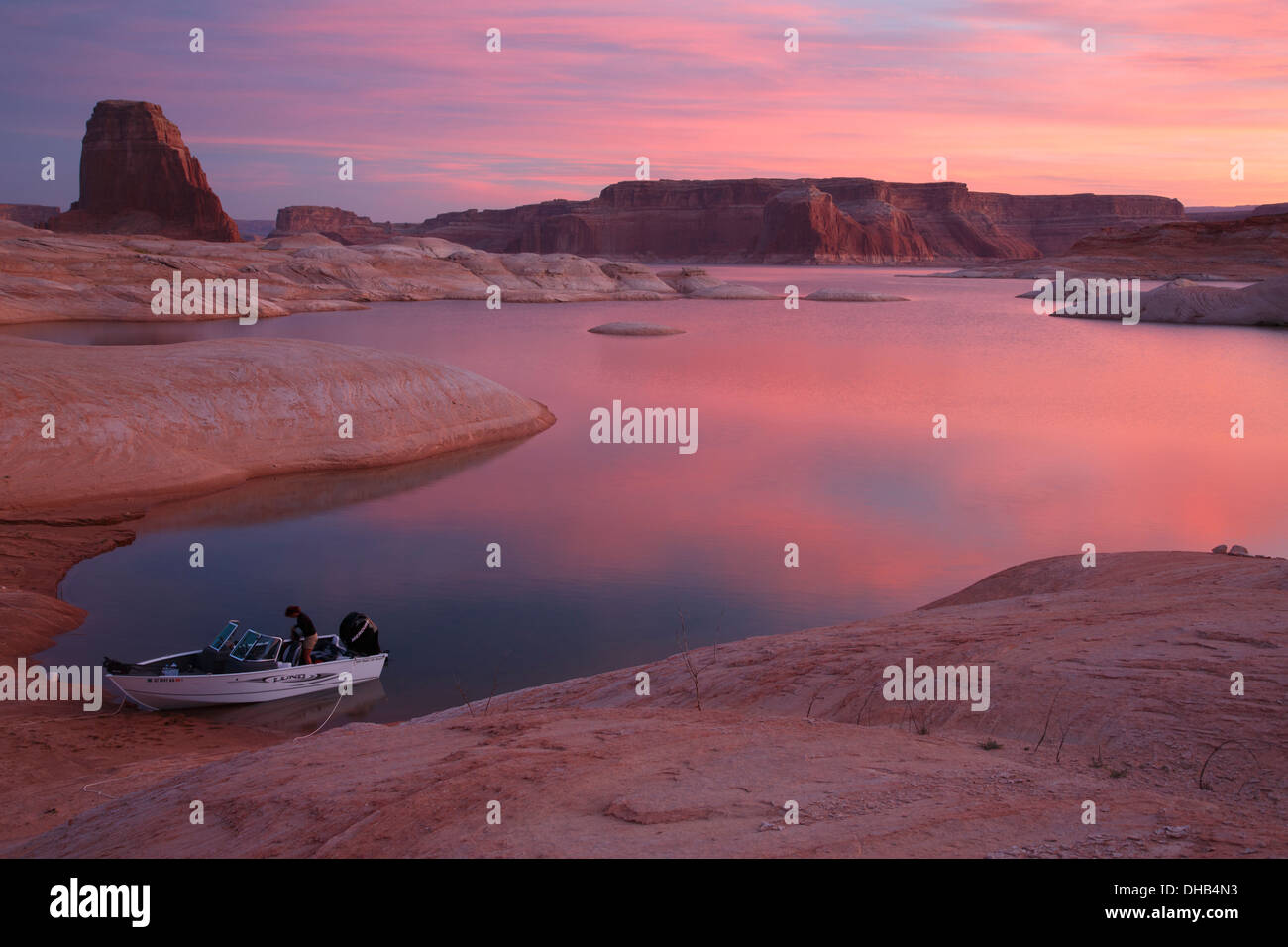 Camping in West Canyon at sunrise, Lake Powell, Glen Canyon National ...