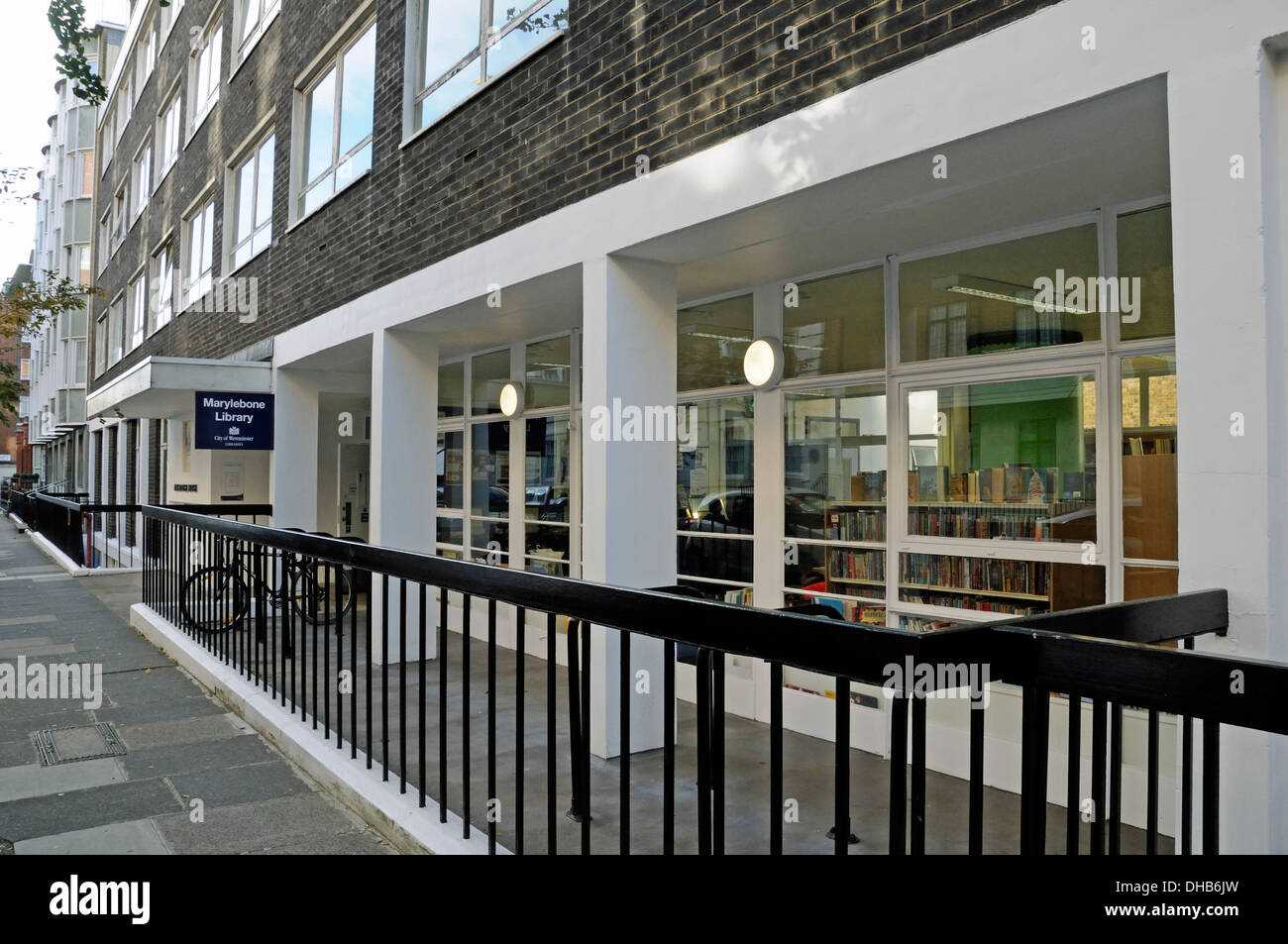 Marylebone Library with sign City of Westminster London England UK ...