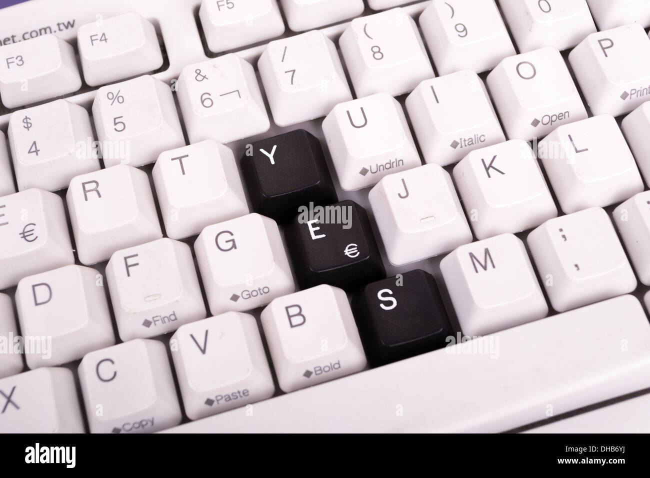 Word Yes written with black keys on computer keyboard Stock Photo - Alamy