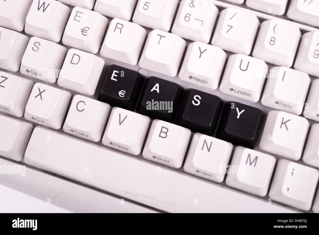 Word Easy written with black keys on computer keyboard Stock Photo - Alamy