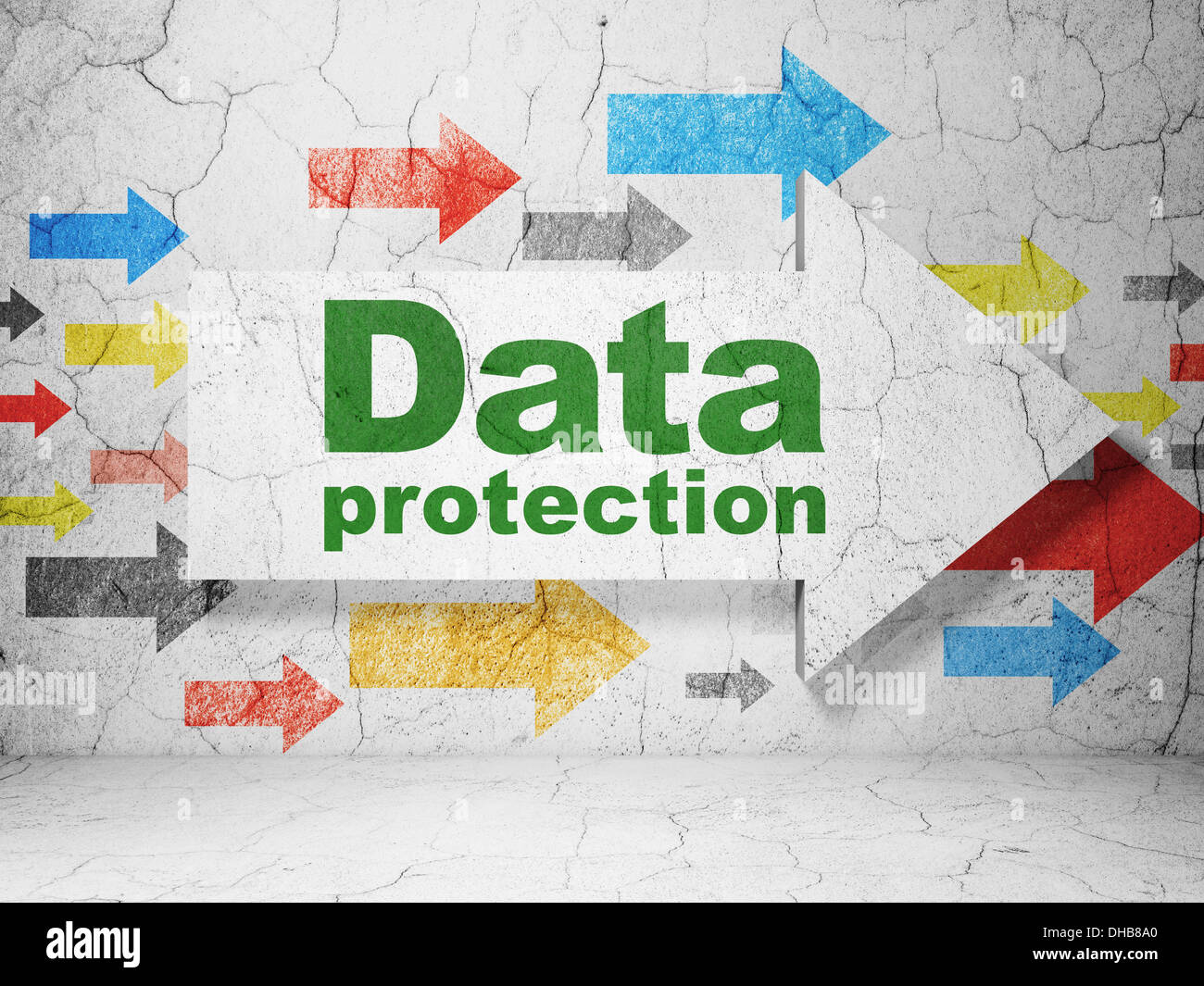 Protection concept: arrow whis Data Protection on grunge wall ...