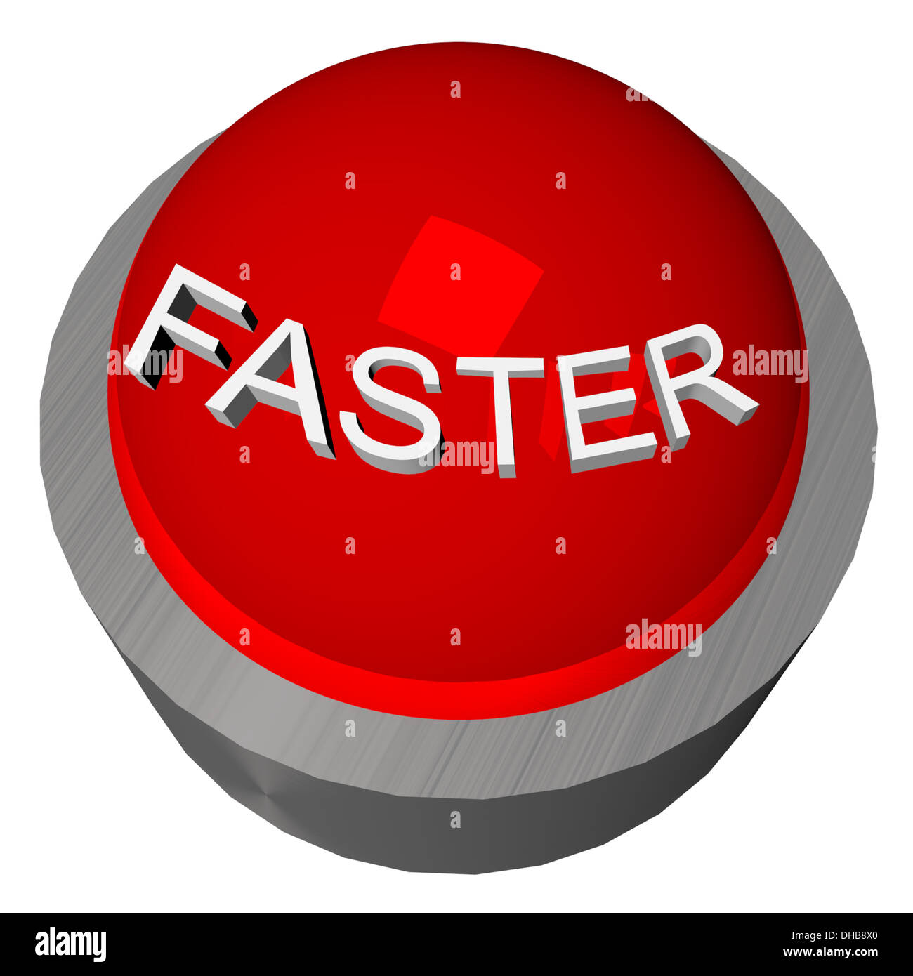 3D render of red button with word Faster Stock Photo - Alamy