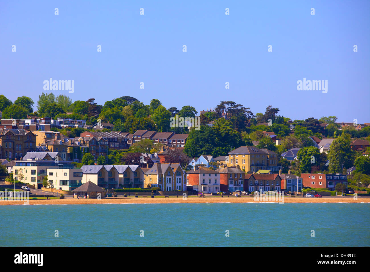 Cowes Beach from the Sea, Cowes, Isle of Wight, United Kingdom Stock ...