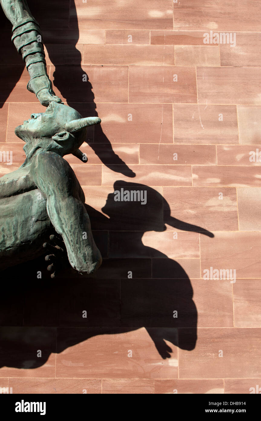 St. Michael and the Devil statue, Coventry Cathedral, UK Stock Photo ...
