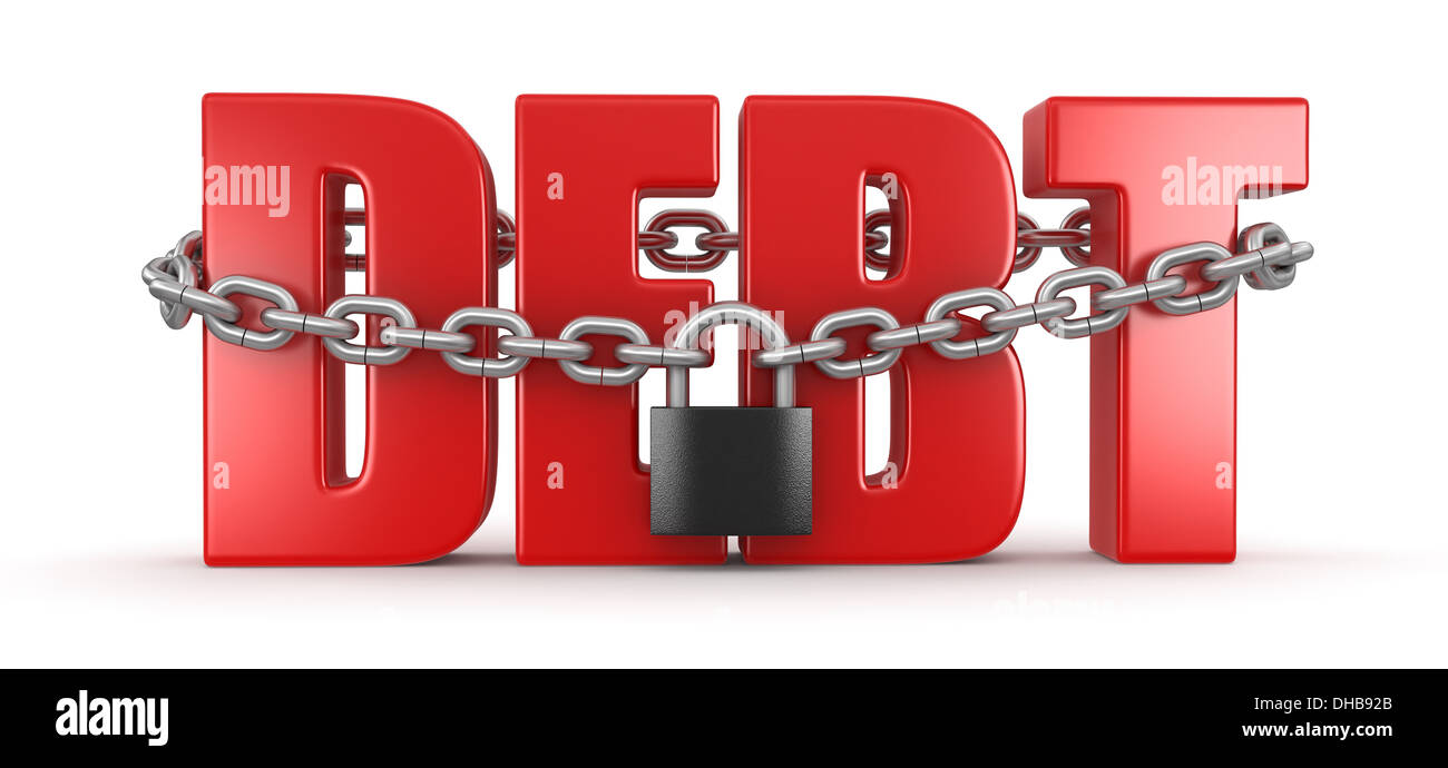 debt and lock (clipping path included Stock Photo - Alamy